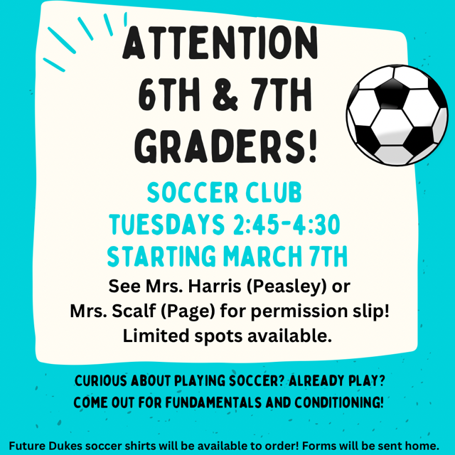 Soccer Club - 6th and 7th Graders | Page Middle School